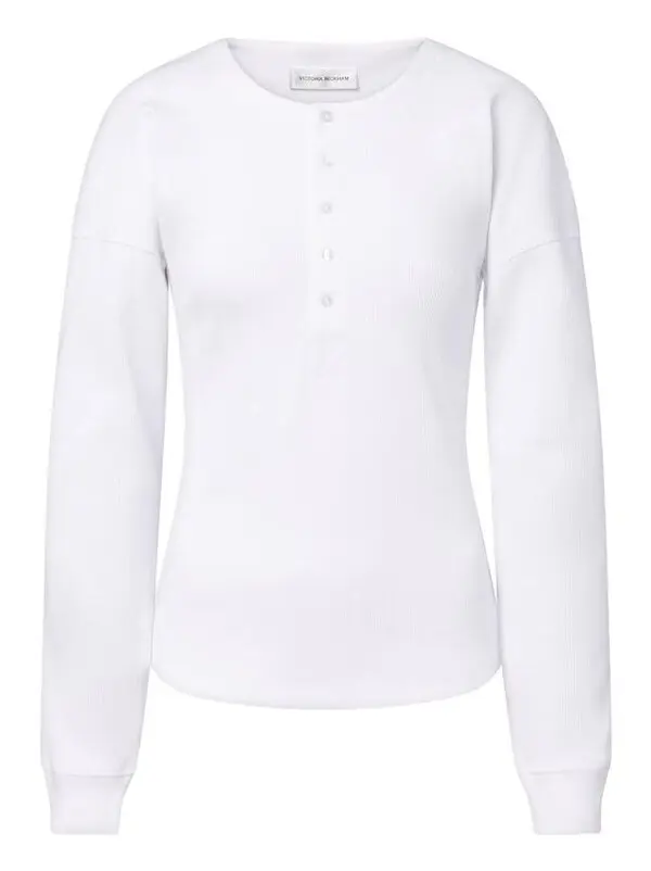 Victoria Beckham Hazel Ribbed-knit Cotton Top - White