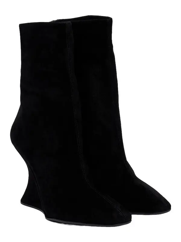 AQUAZZURA Amore Suede Wedge Ankle Boots - Black