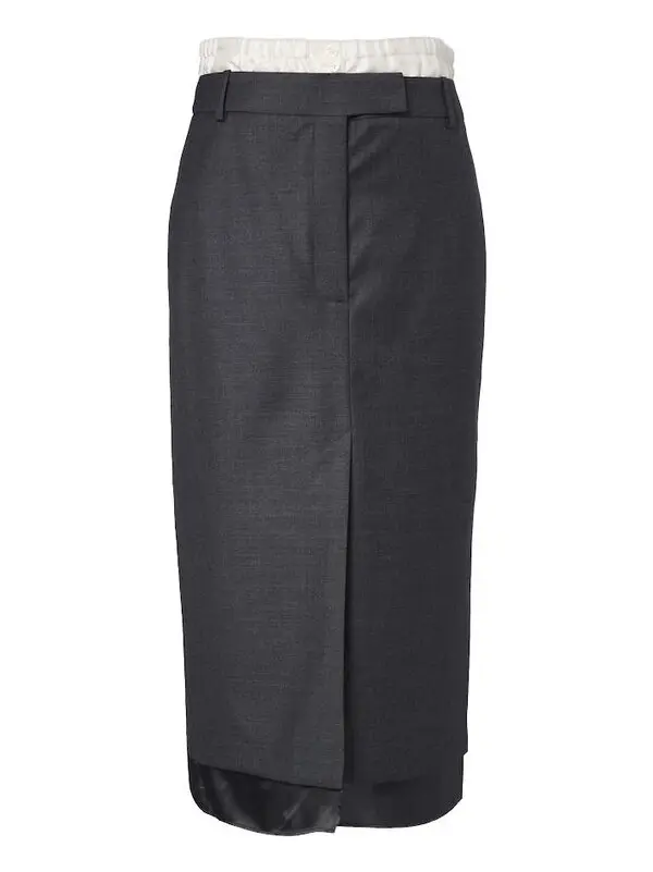 RÓHE Paneled Virgin Wool Pencil Skirt - Grey
