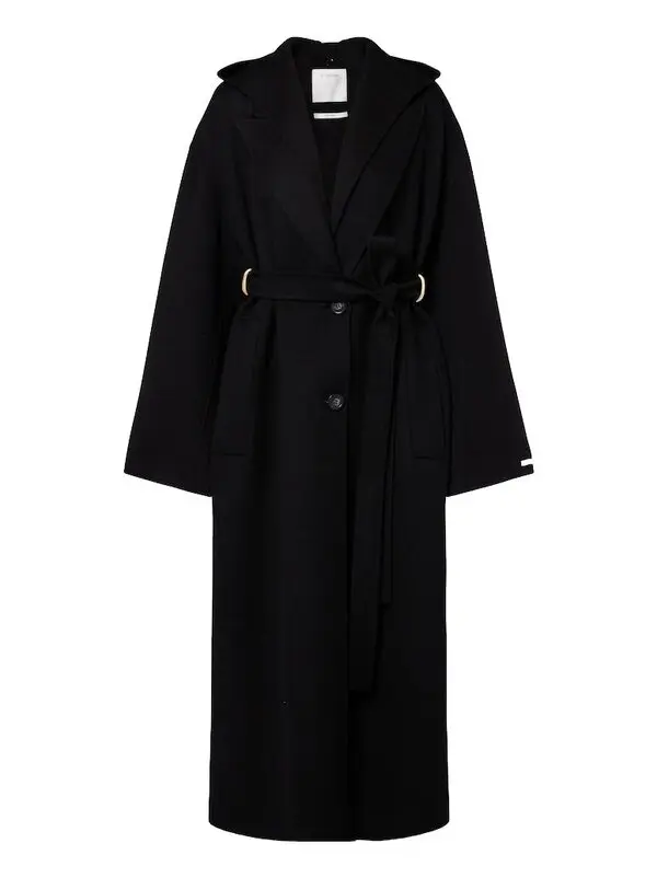 Sportmax Hooded Virgin Wool Coat - Black