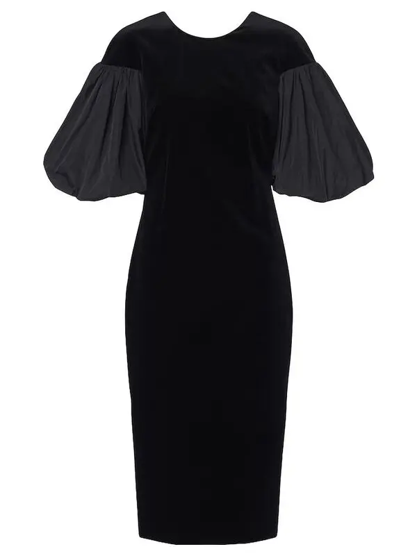 Max Mara Cotton Velvet Midi Dress - Black