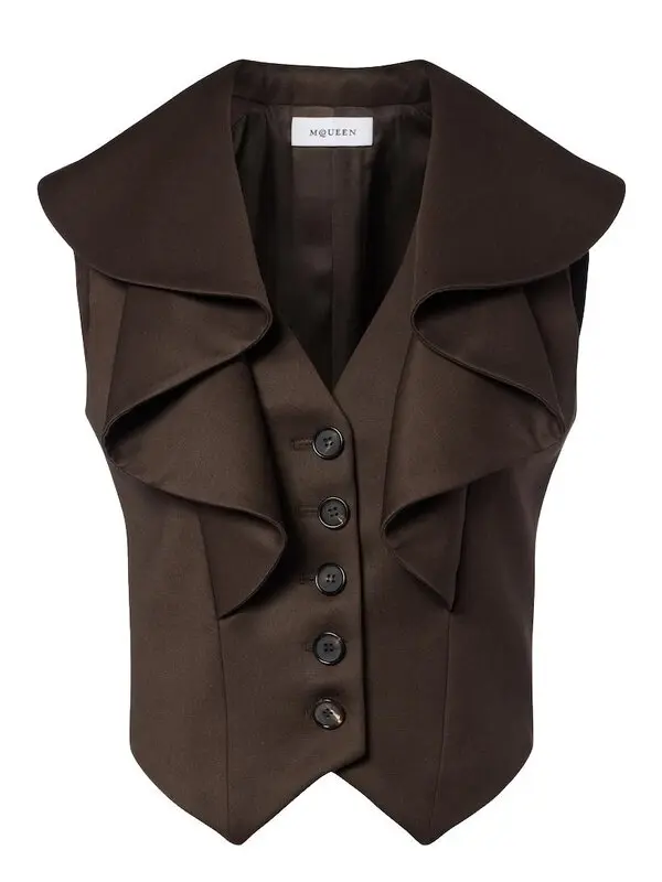 Alexander McQueen Ruffled Wool Vest - Brown