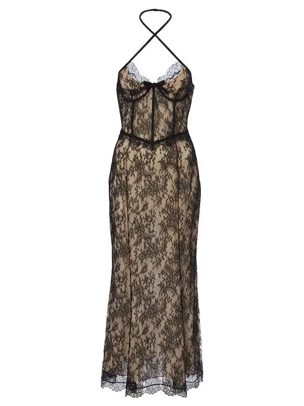 Alessandra Rich Lace Bustier Dress - Black