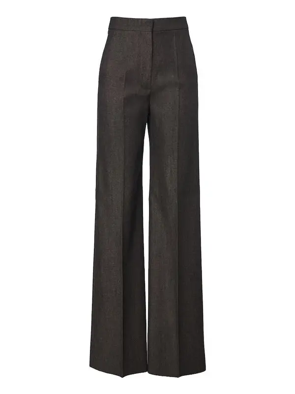 Max Mara Virgin Wool Wide Leg Pants - Black