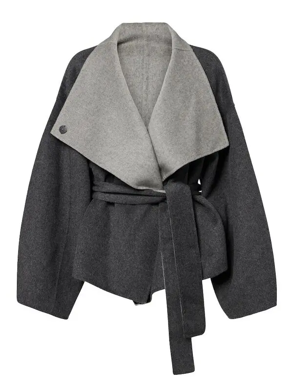 THE FRANKIE SHOP Onelle Reversible Wool-blend Wrap Coat - Grey