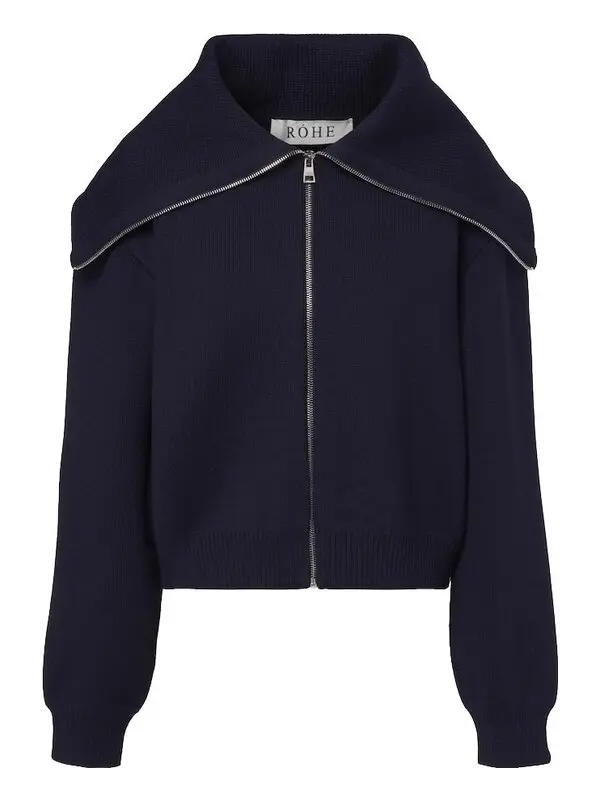 RÓHE Wool Zip-up Cardigan - Blue
