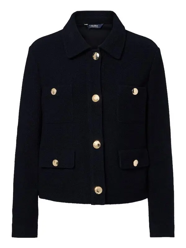 Max Mara Wool And Cotton-blend Jersey Jacket - Blue
