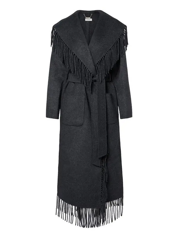 Simkhai Carrie Fringed Wrap Coat - Grey