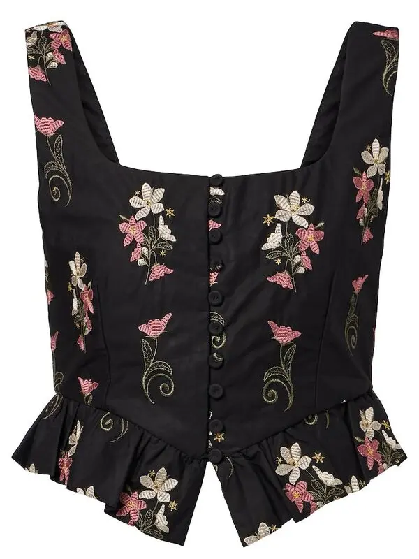 Agua Bendita Eslabón Cotton Poplin Top - Black