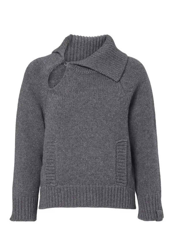 Victoria Beckham Asymmetric Virgin Wool Sweater - Grey