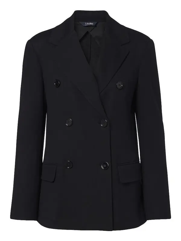 Max Mara Wool And Cotton-blend Jersey Blazer - Black