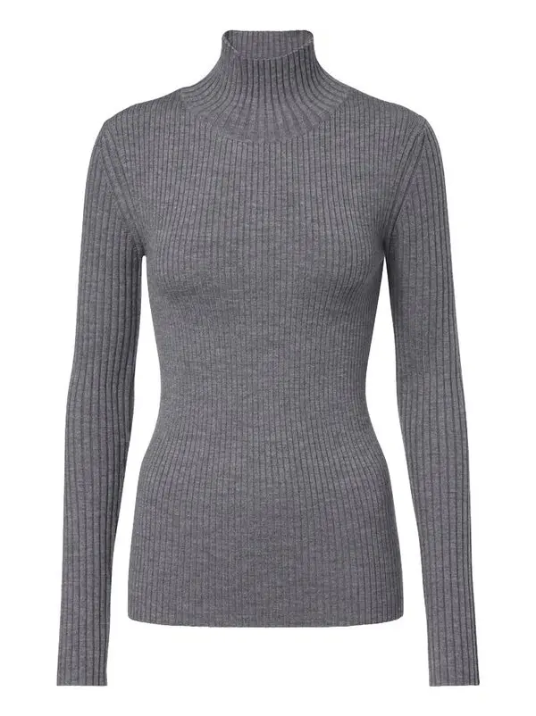 Victoria Beckham Ribbed-knit Wool-blend Sweater - Grey