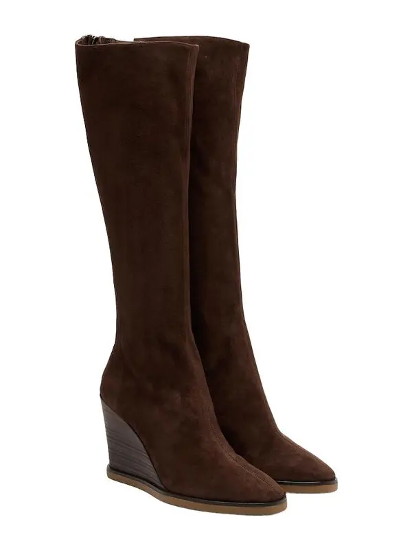 AQUAZZURA Saint Honoré Suede Knee-high Boots - Brown