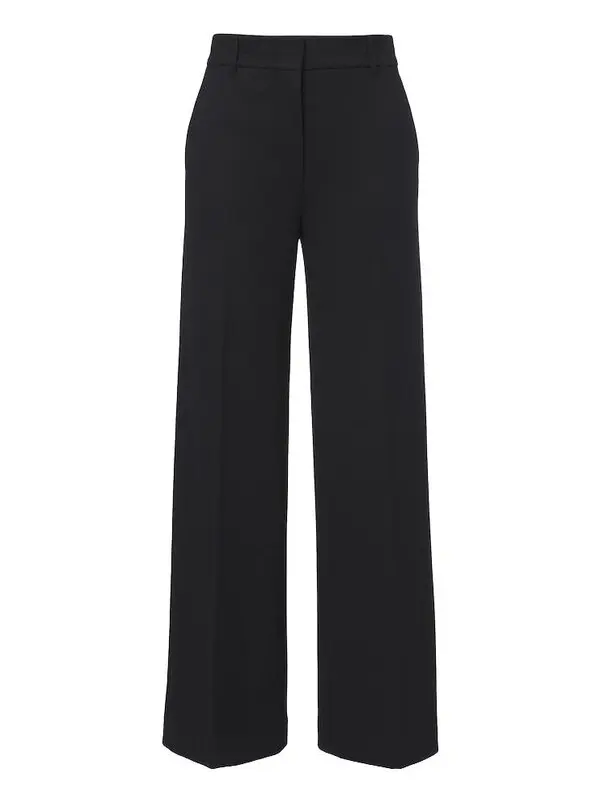 Max Mara Wool And Cotton-blend Jersey Wide-leg Pants - Black