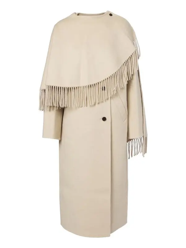 RÓHE Fringed Caped Alpaca And Wool Coat - Beige
