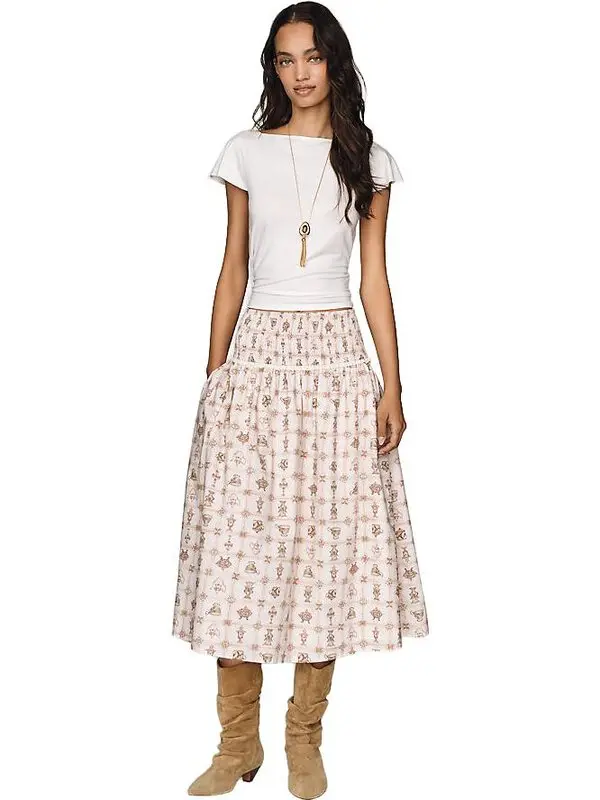 JACQUIE THE LABEL Midi Skirt - Ivory Rust Olive