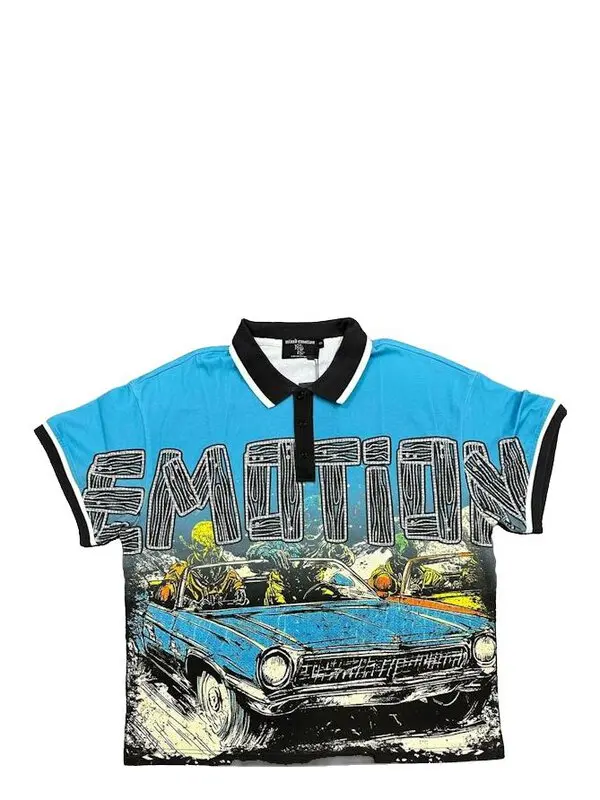 Mixed Emotion Road Rage Button Up T-shirt - Blue