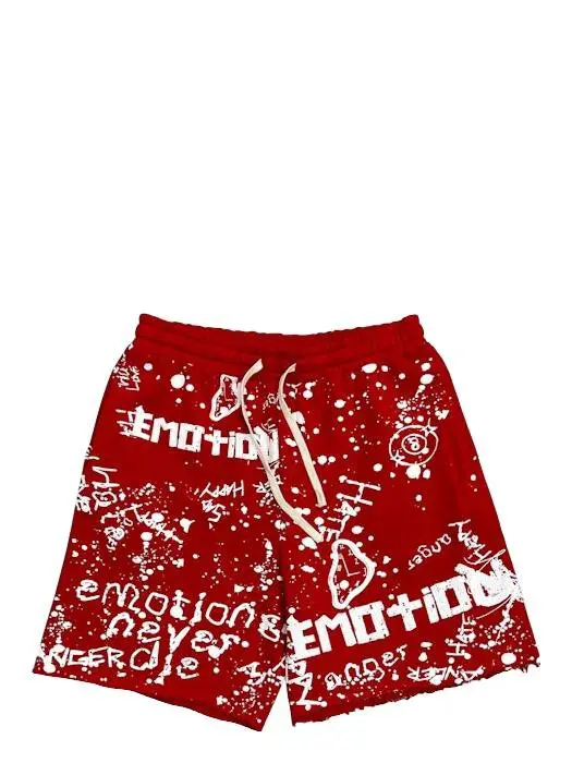 Mixed Emotion Graffiti Shorts - Red