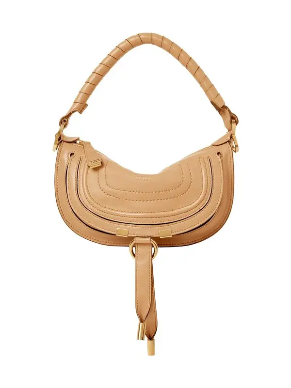 Chloé Mini Marcie Shoulder Bag In Soft Leather - Bleached Brown