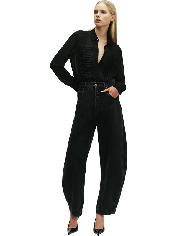 Bardot High Rise Barrel Leg Jean - Washed Bla