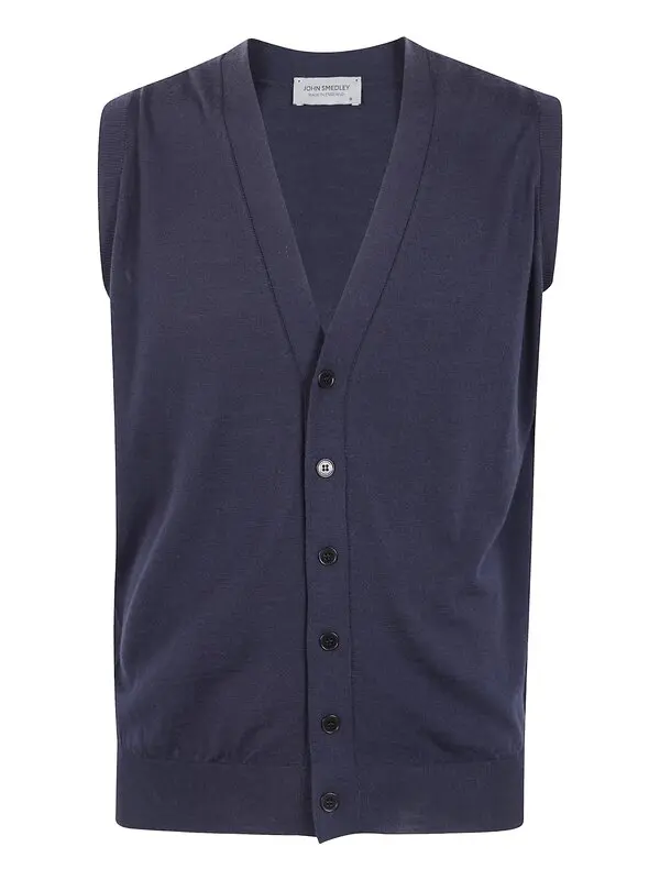 John Smedley Sweater Vest V-neck "bolton - Blue