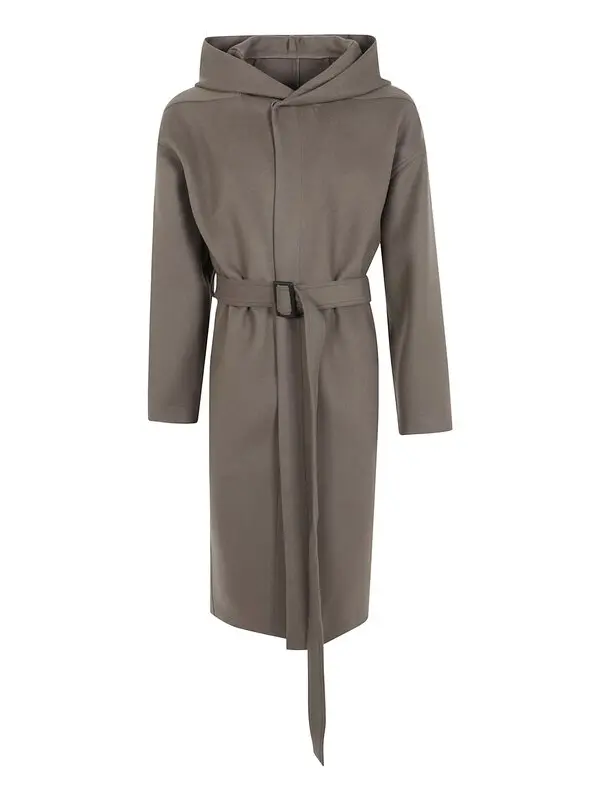 Rick Owens Coat Long Belted "tower - Gray