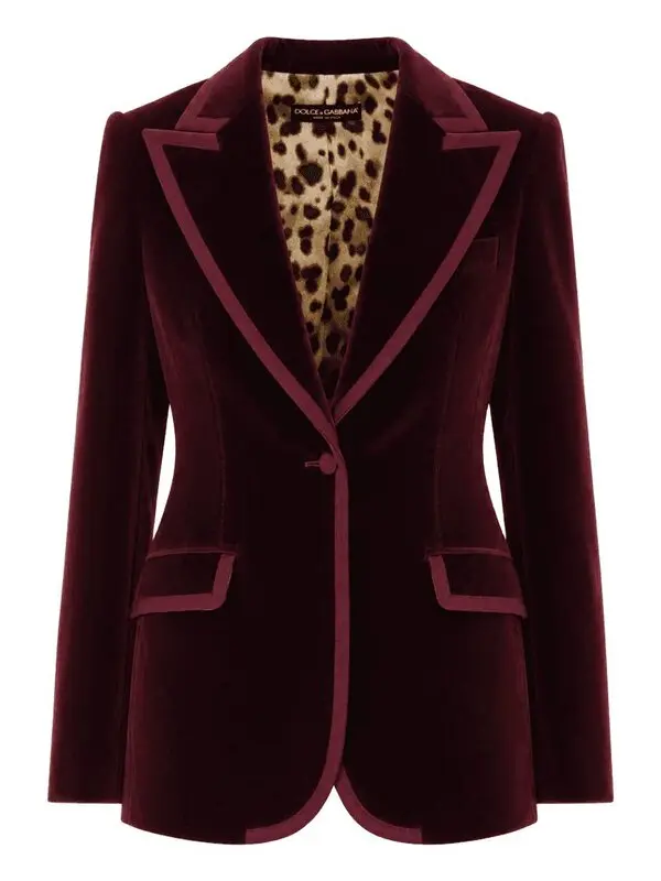 Dolce & Gabbana Velvet Single Breasted Jacket - Red