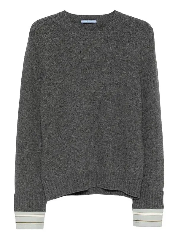 Prada Cashmere And Virgin Wool Crew Neck Sweater - Gray
