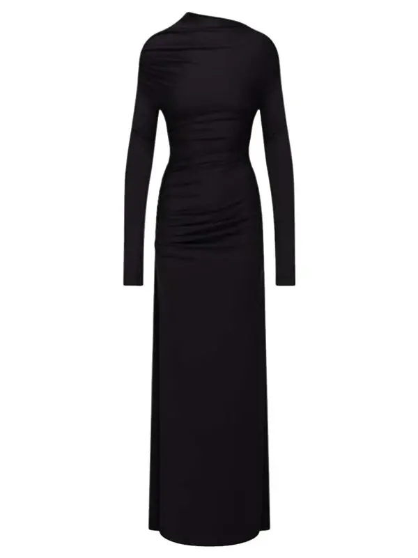 Victoria Beckham Draped Shoulder Maxi Dress - Black