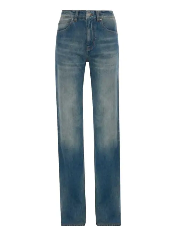 Victoria Beckham Julia Stretch Jeans In A Distressed Wash - Blue
