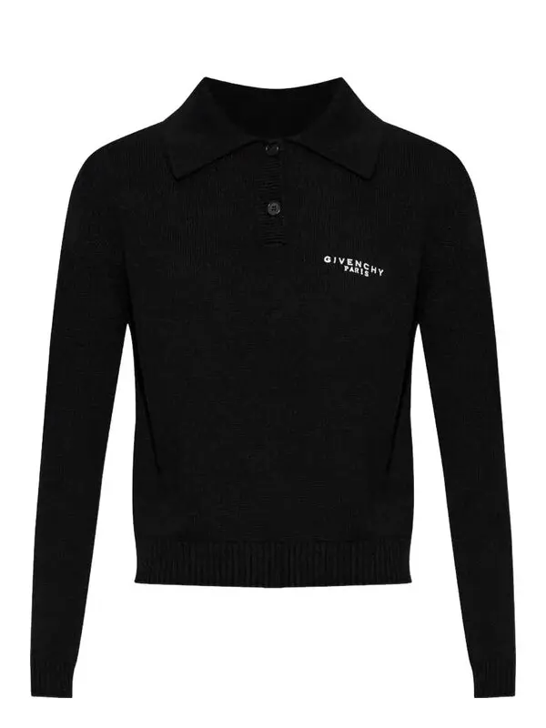 Givenchy Embroidered Wool And Cashmere Polo Shirt - Black