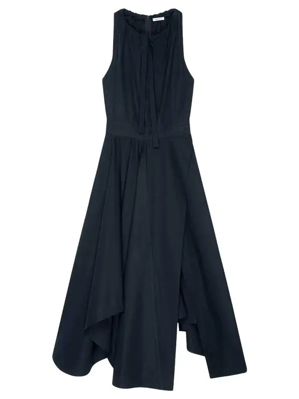 Givenchy Asymmetric Poplin Maxi Dress With Bow - Blue