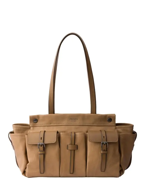 Prada Route Large Leather Tote Bag - Neutral
