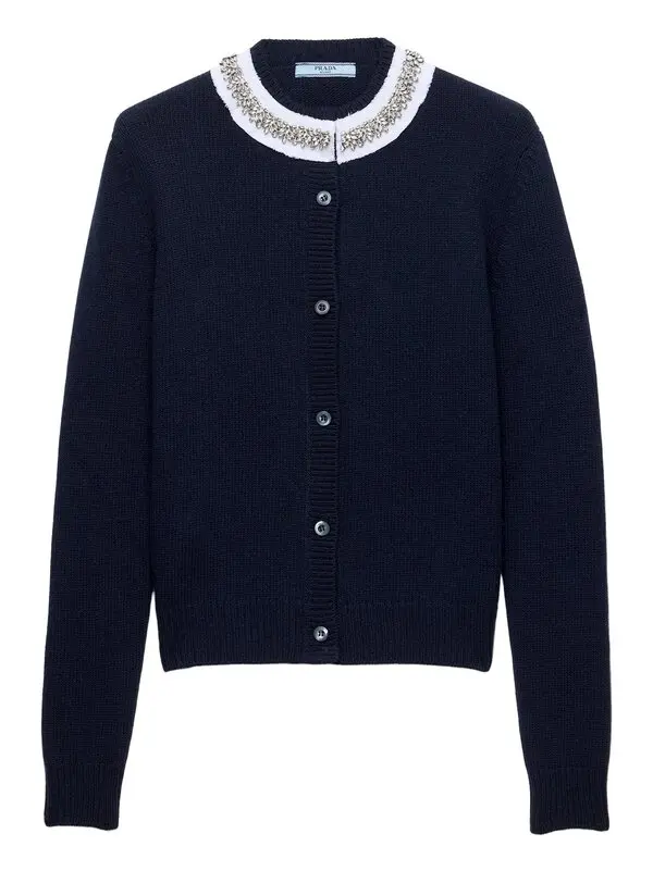 Prada Wool And Cashmere Cardigan - Blue