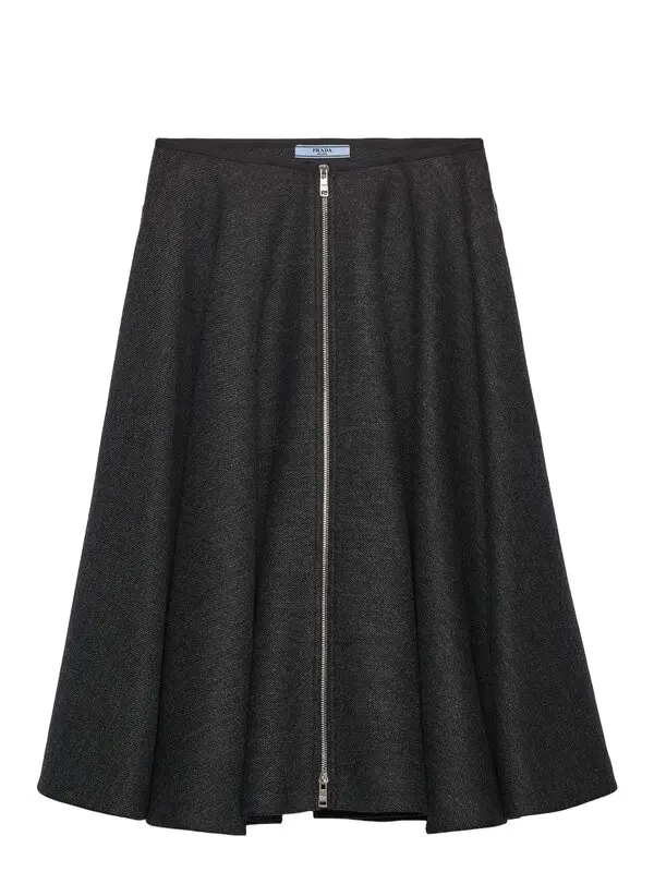 Prada Double Wool Midi-skirt - Grey