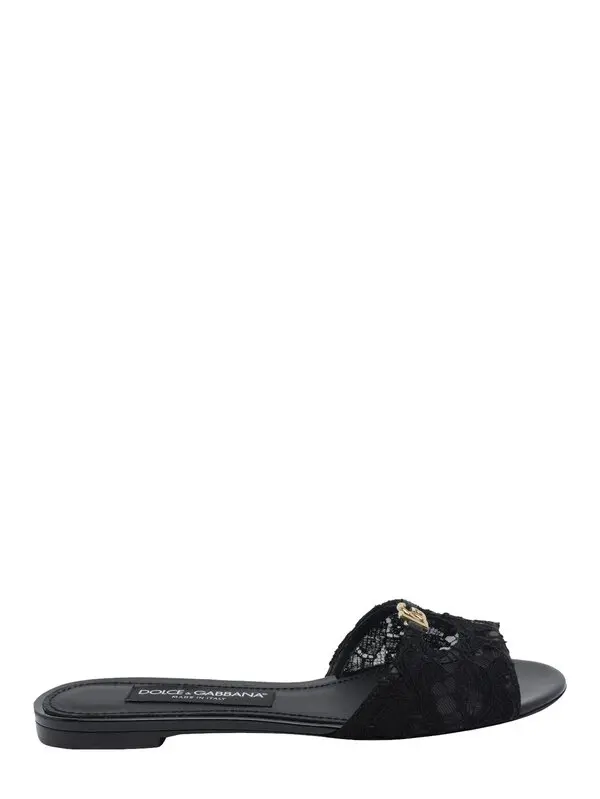 Dolce & Gabbana Lace Flat Sandals - Black