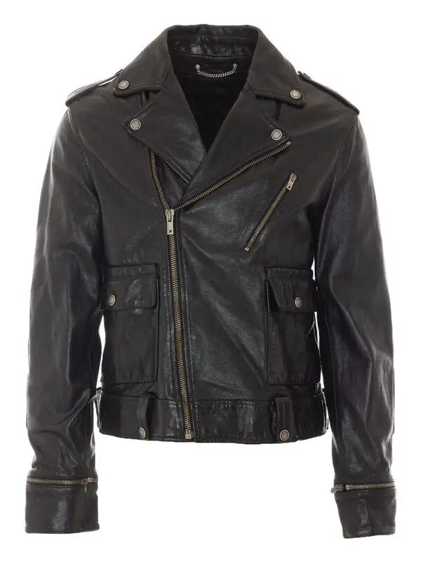 GOLDEN GOOSE Leather Biker Jacket - Black