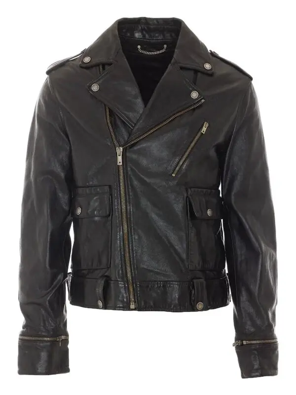 GOLDEN GOOSE Leather Biker Jacket - Black