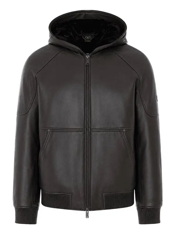 Moose Knuckles Neo Leather Hood Jacket - Black