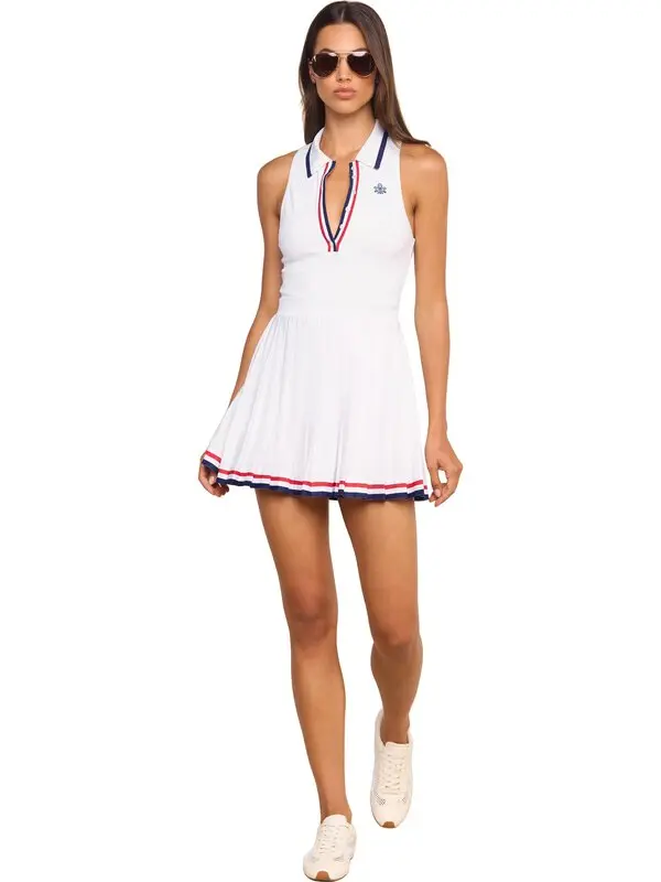 L'Agence Winny Polo Tennis Dress - White/midnight/red