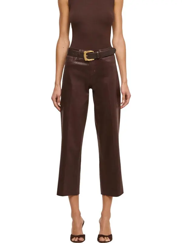 L'Agence Wanda Coated Cropped Wide-leg Jean - Dark Java Coated