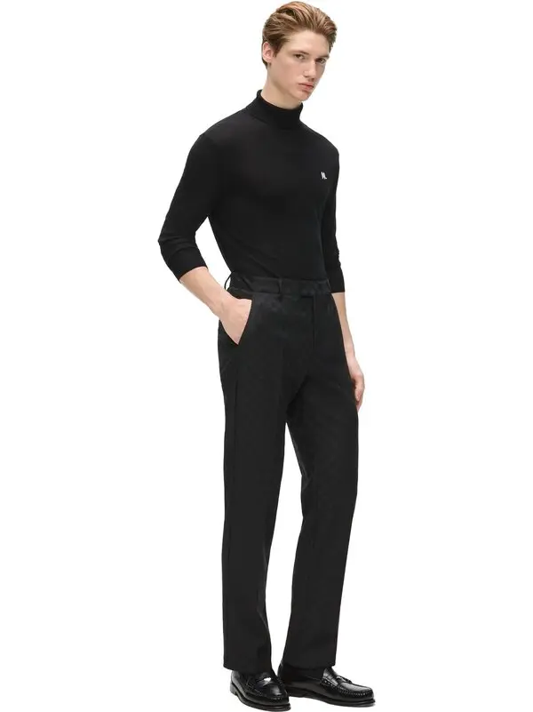 Karl Lagerfeld Monogram Checked Pants - Black