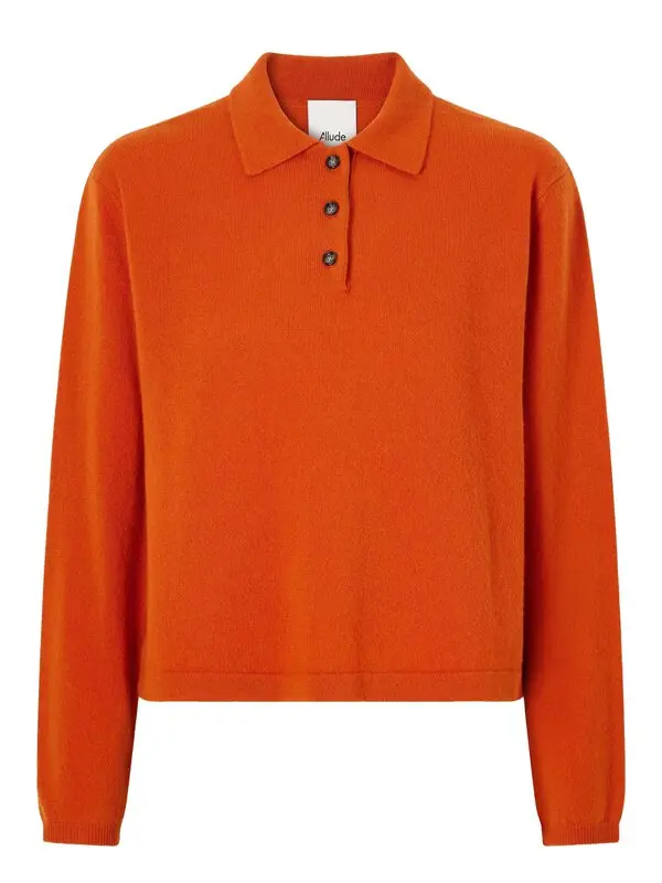 ALLUDE Cashmere Polo Sweater - Orange