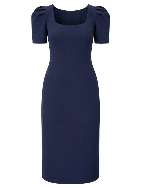 GIRL IN MIND Aveline Seam Detail Midi Dress Navy - Blue