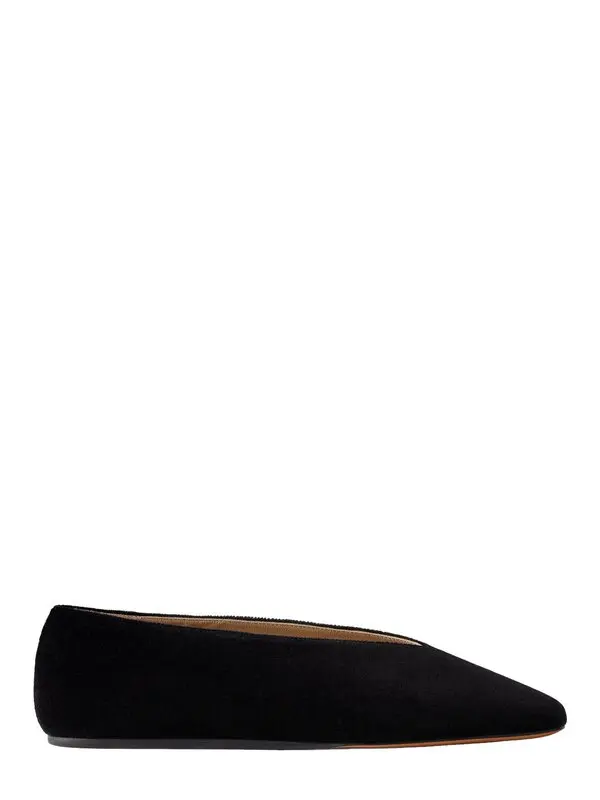 Le Monde Beryl Olympia Cotton-velvet Flats - Onyx
