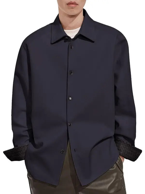 Bottega Veneta Cotton Gabardine Overshirt - Blue