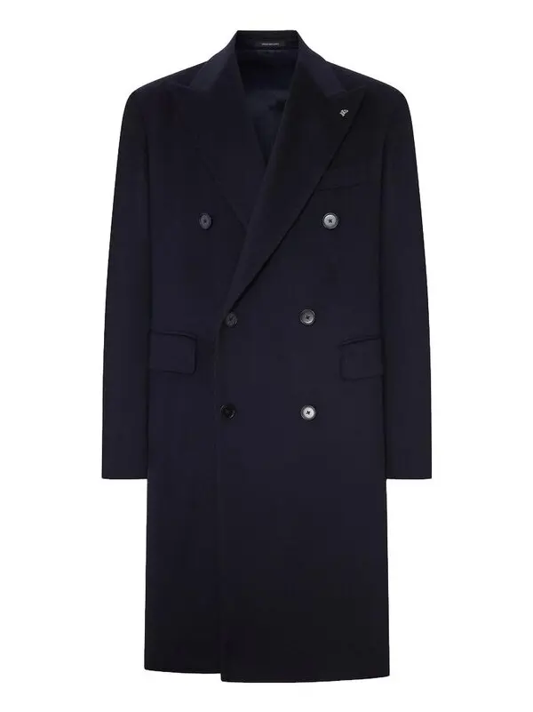 Tagliatore Double-breasted Cloth Coat With Peak Lapel - Blue