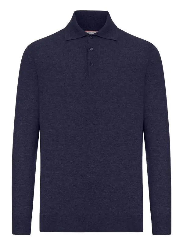 Brunello Cucinelli Cashmere Polo Style Sweater - Blue