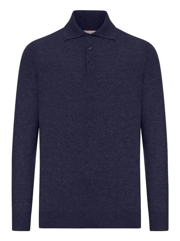 Brunello Cucinelli Cashmere Polo Style Sweater - Blue