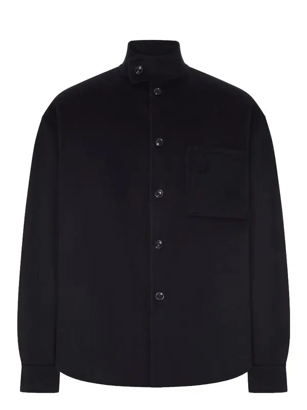 Giorgio Armani Cloth Shirt Jacket With High Collar - Black
